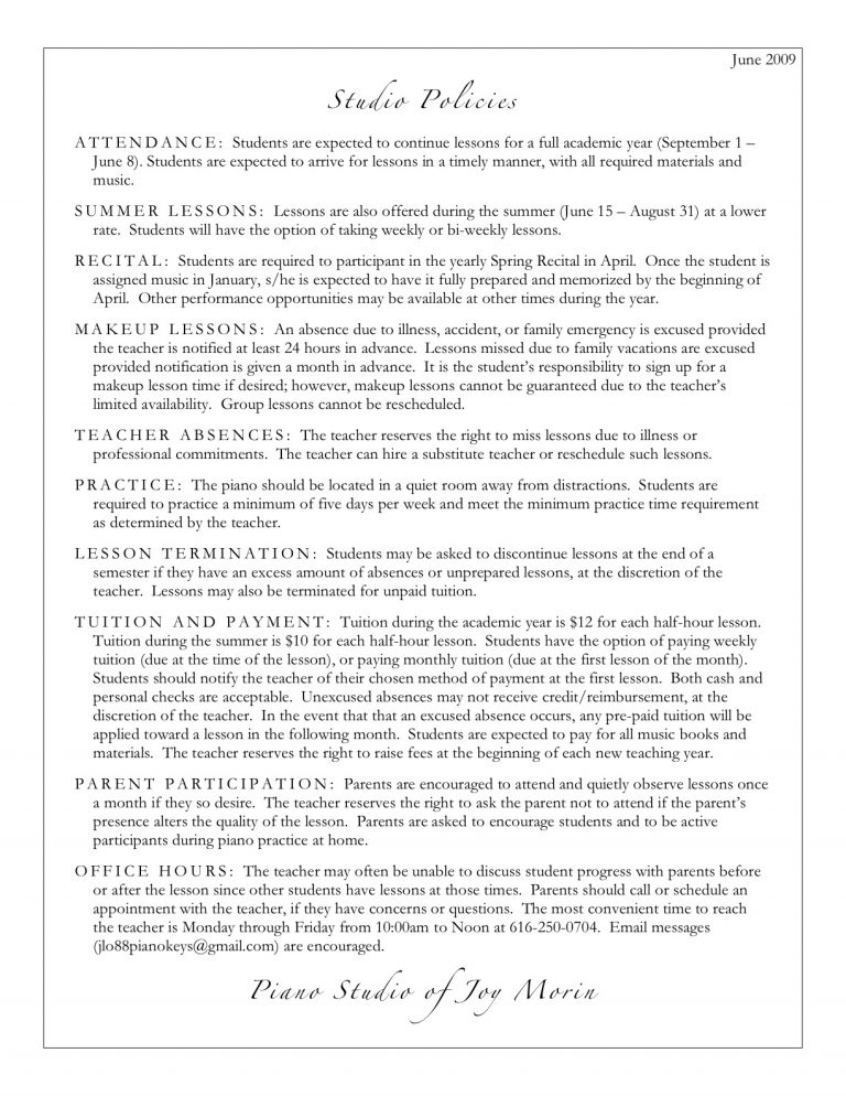 Example Studio Policies handout – Color In My Piano