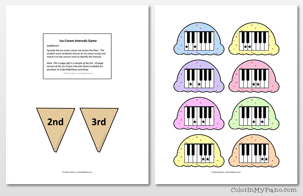 Ice Cream Interval game – Color In My Piano