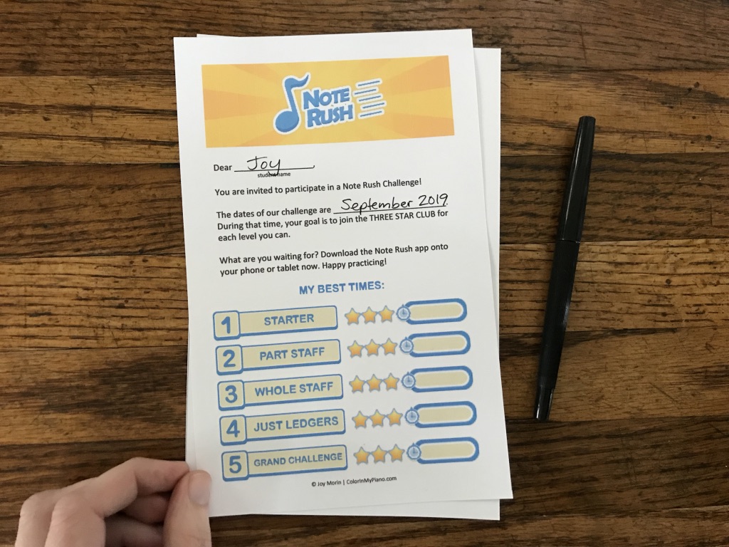 Note Rush App — Studio-Wide Challenge! – Color In My Piano