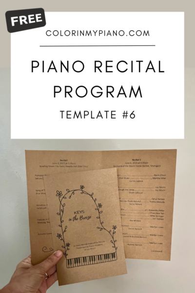 Piano Recital Program Template #6 – Color In My Piano
